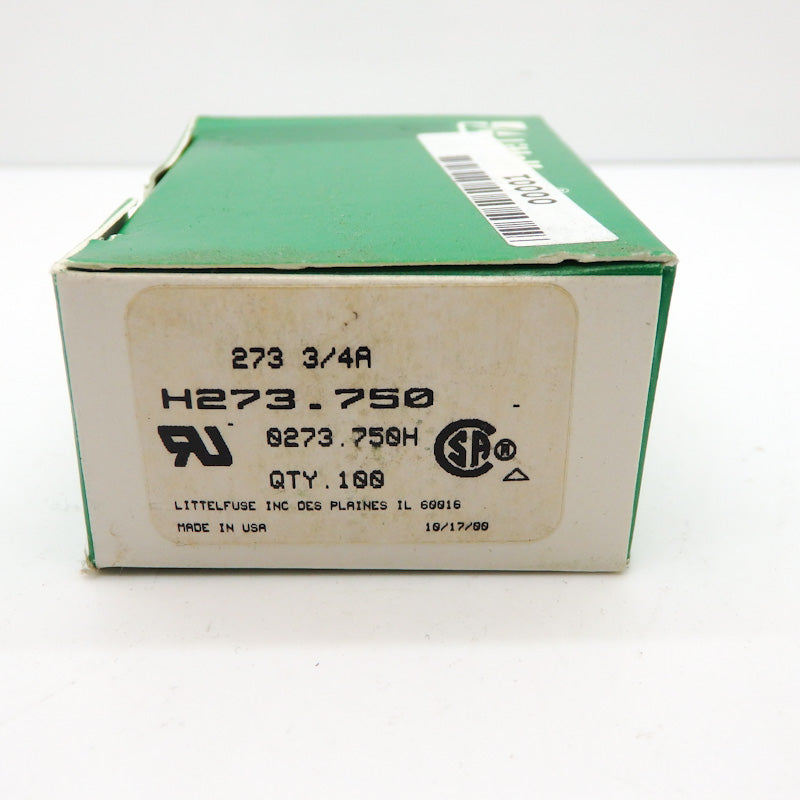 100 Pack of Littelfuse 0.75A 125VAC/DC Fuses H273-750 – Primelec