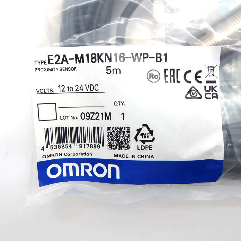Omron 12-24VDC 5M Cable Proximity Sensor E2A-M18KN16-WP-B1 5M – Primelec
