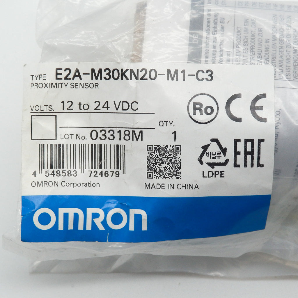 Omron E2A-M30KN20-M1-C3 12-24VDC 20mm M30 Inductive Proximity Sensor – Primelec