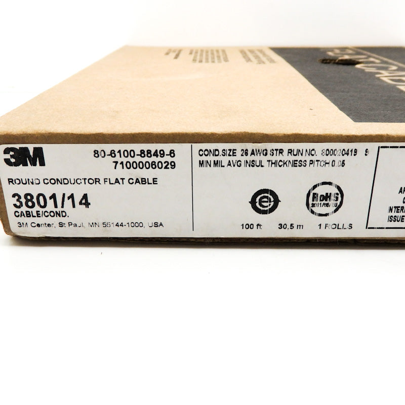 3M 100FT 26-AWG 14-Conductor Round Conductor Flat Cable 3801/14 – Primelec