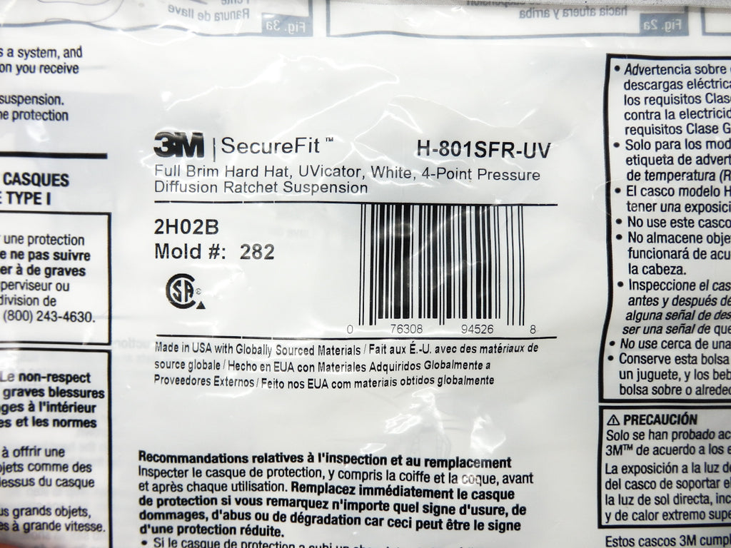 3M Full Brim SecureFit White Hard Hat w/ Uvicator H-801SFR-UV – Primelec