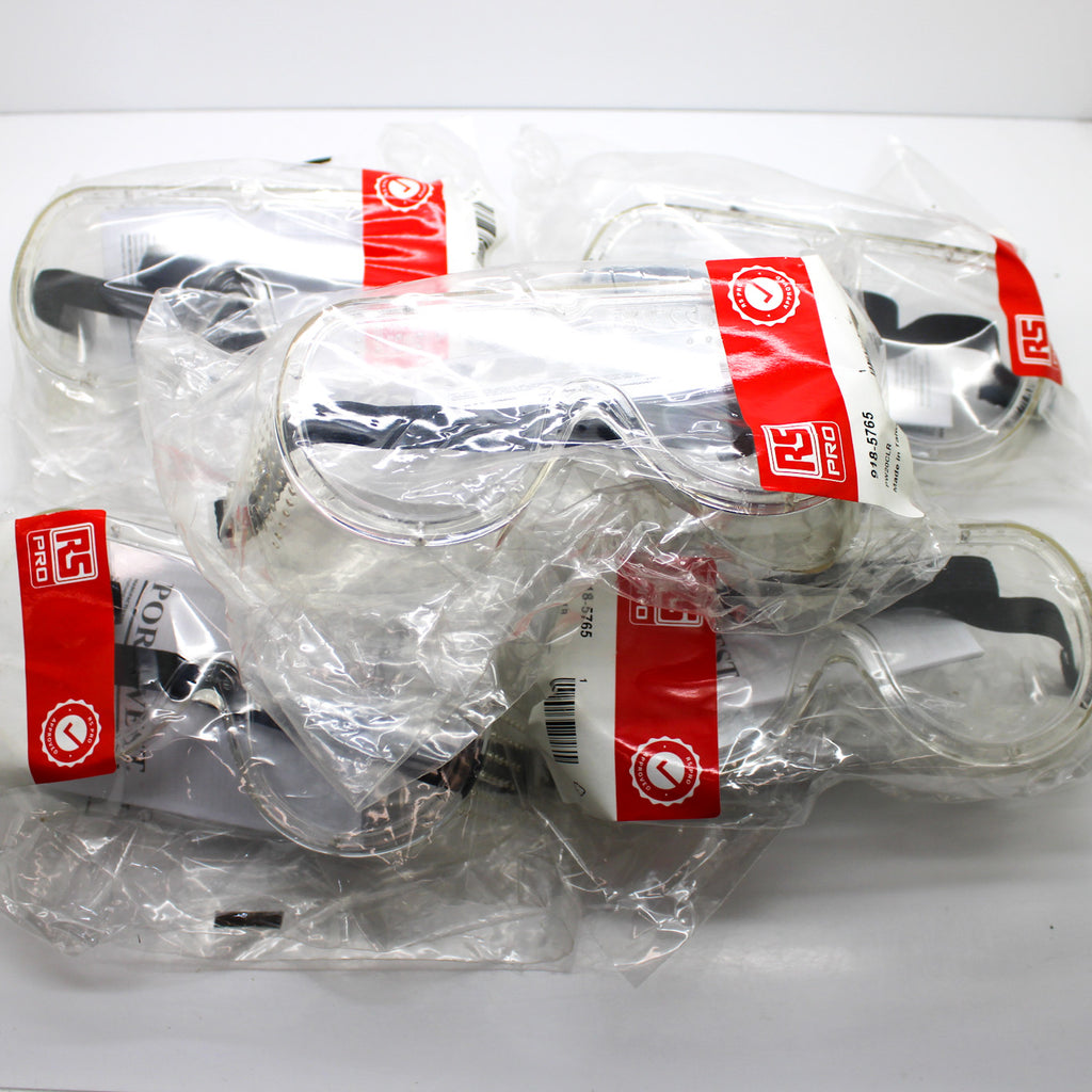 Pack of 5 Clear Polycarbonate Frame Vented Adjustable Strap Safety Gog ...