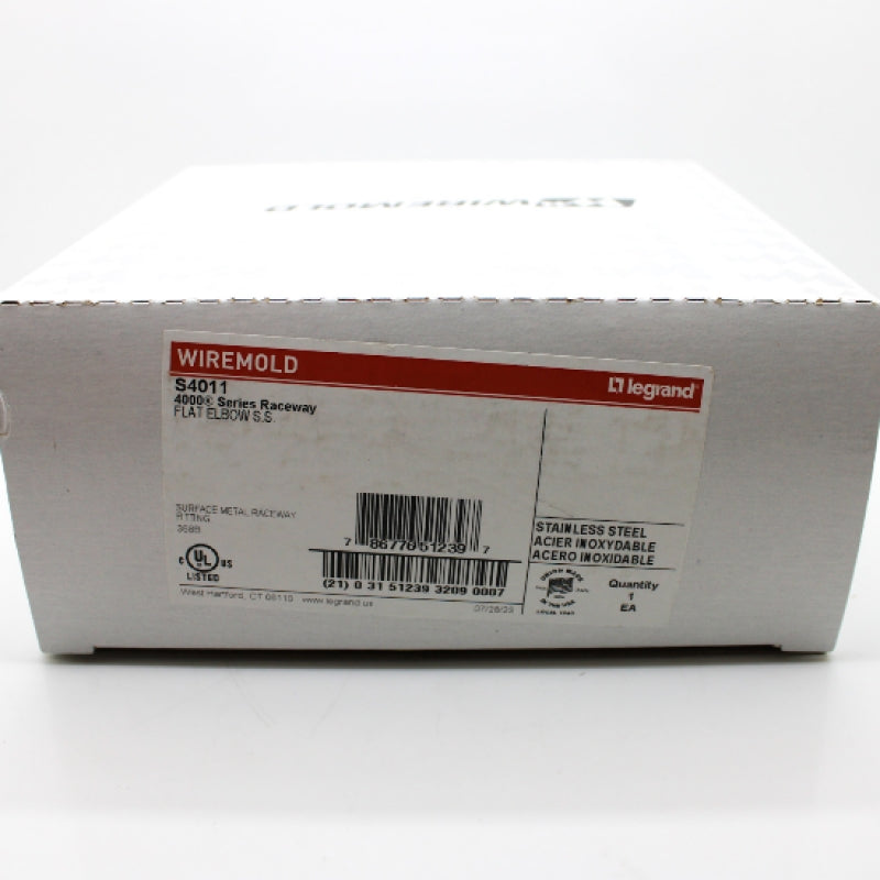 Legrand Wiremold S4000 Series Raceway Stainless Steel Flat Elbow Fitti ...