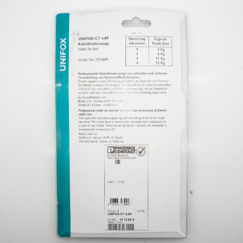 Phoenix Contact UNIFOX Series Cable Tie Plier for Tensioning & Cutting ...