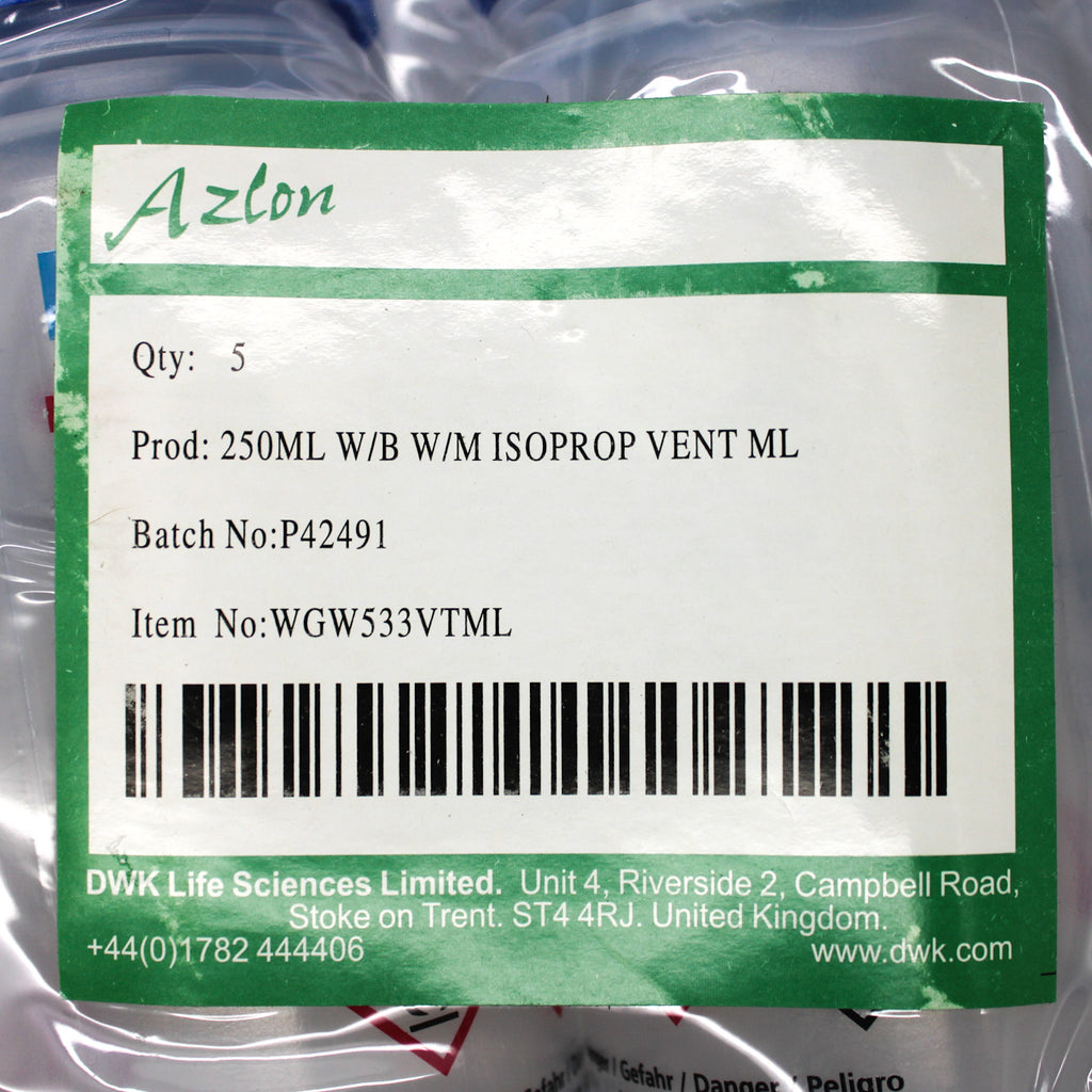 5 Pack - Azlon 250ml Isopropanol Labeled Wide Neck-Mouth Wash Bottles ...