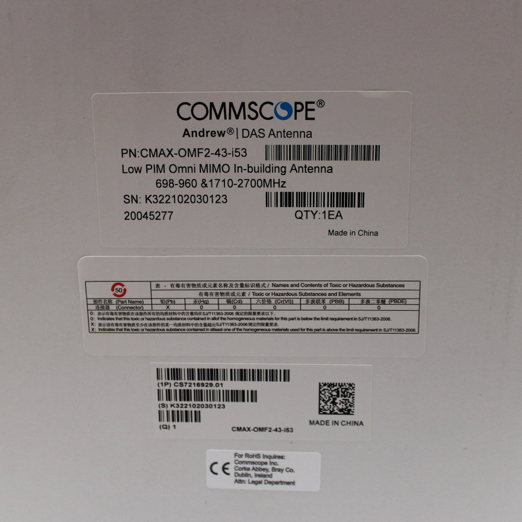 CommScope Low PIM Omni MIMO In-Building Antenna CMAX-OMF2-43-I53 – Primelec