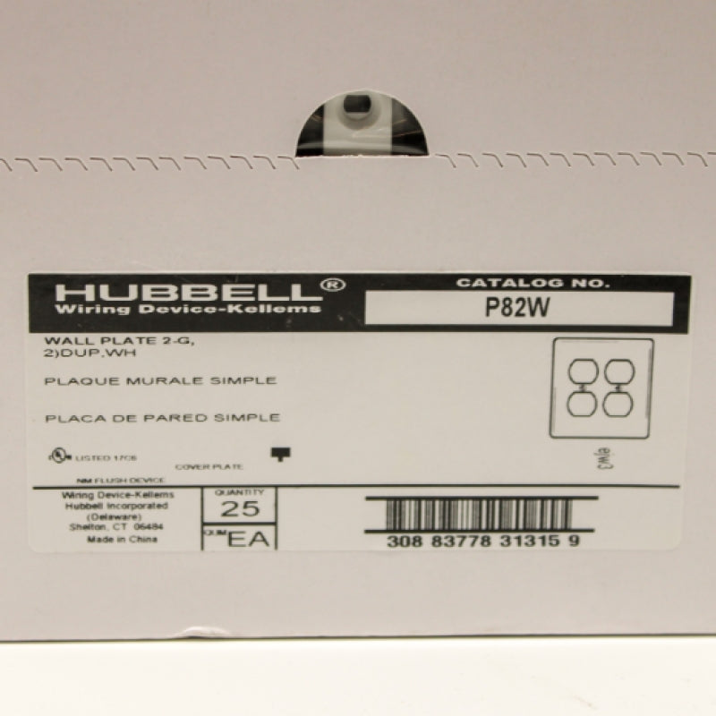 Hubbell P82W 2-G White Wall Double Outlet Cover Plate 25 Pack – Primelec