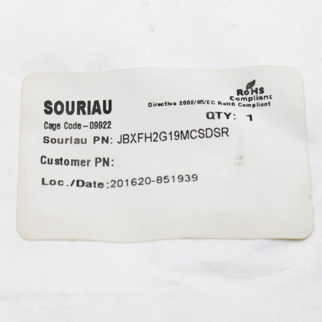 Souriau JBXFH2G19MCSDSR Cable Clamp Backshell 19 Male Contacts Straigh ...