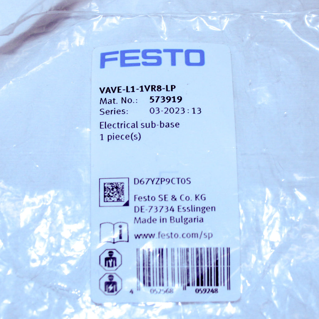 Festo VAVE-L1-1VR8-LP M8 3 Pin LED Display12VDC Electrical Sub-Base ...