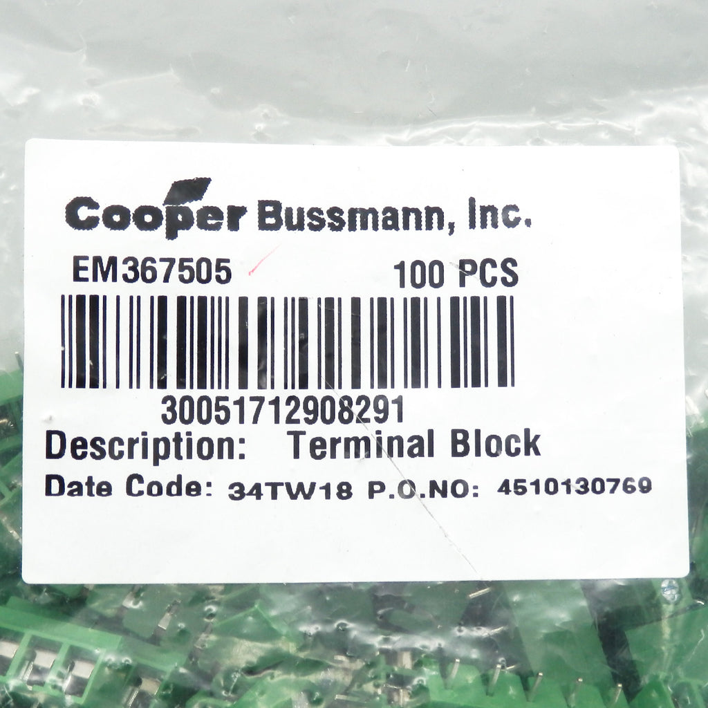 100 Pack of Eaton Bussmann EM367505 5-Position Terminal Block Headers ...