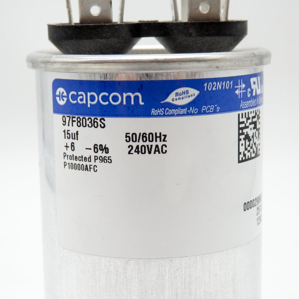 Capcom 97F8036S 240 VAC 15uf Quick Connect Snap-In Film Capacitor ...
